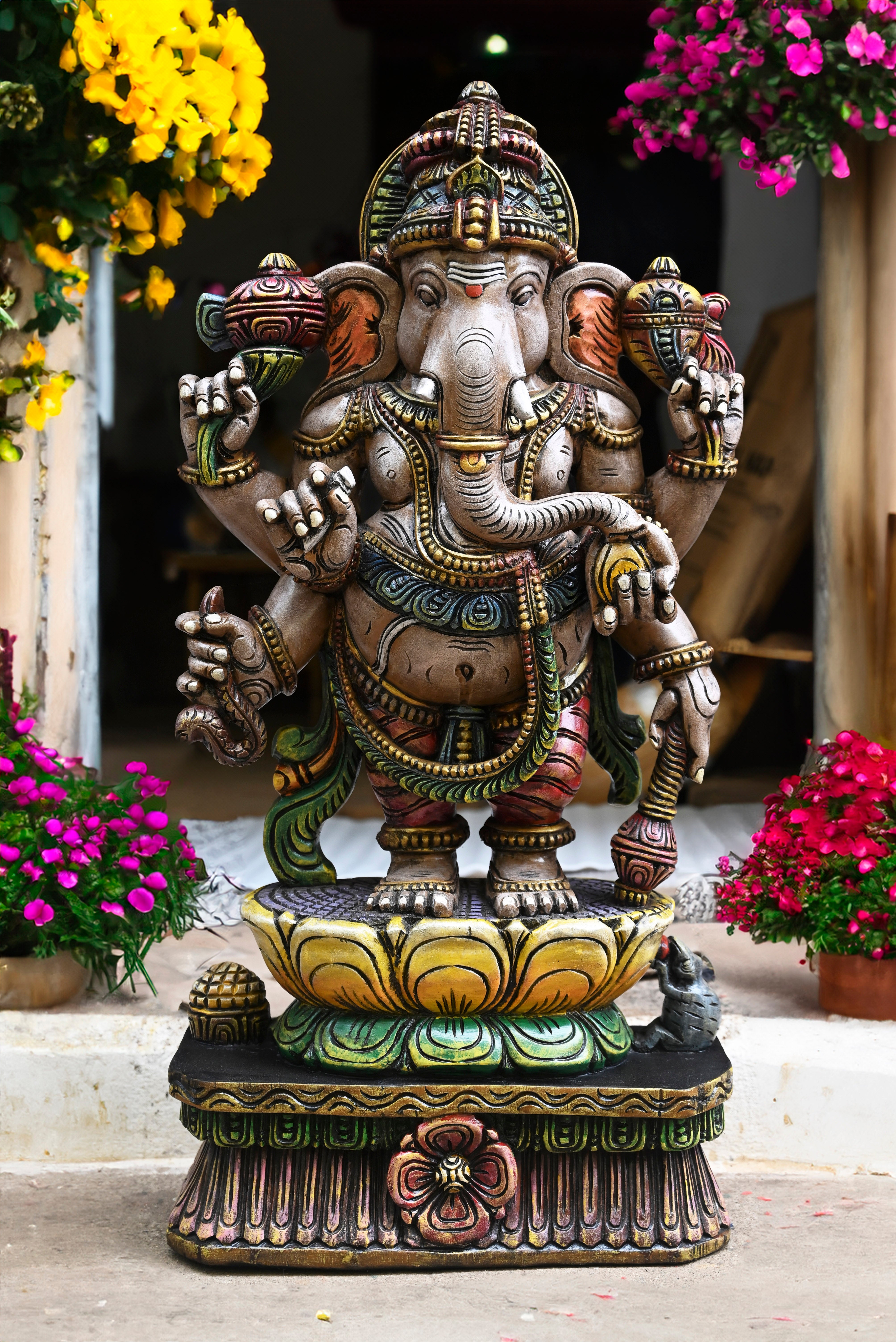 Handcrafted Wood Ganesh Statues for Spiritual Home Decor – Sengottuvel ...