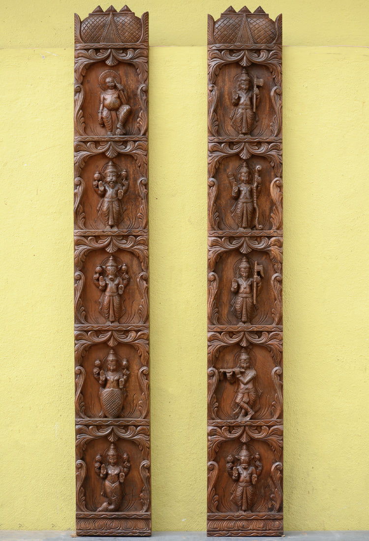 Wood Carved Wall mount Panels for Decor in Vertical Design ...
