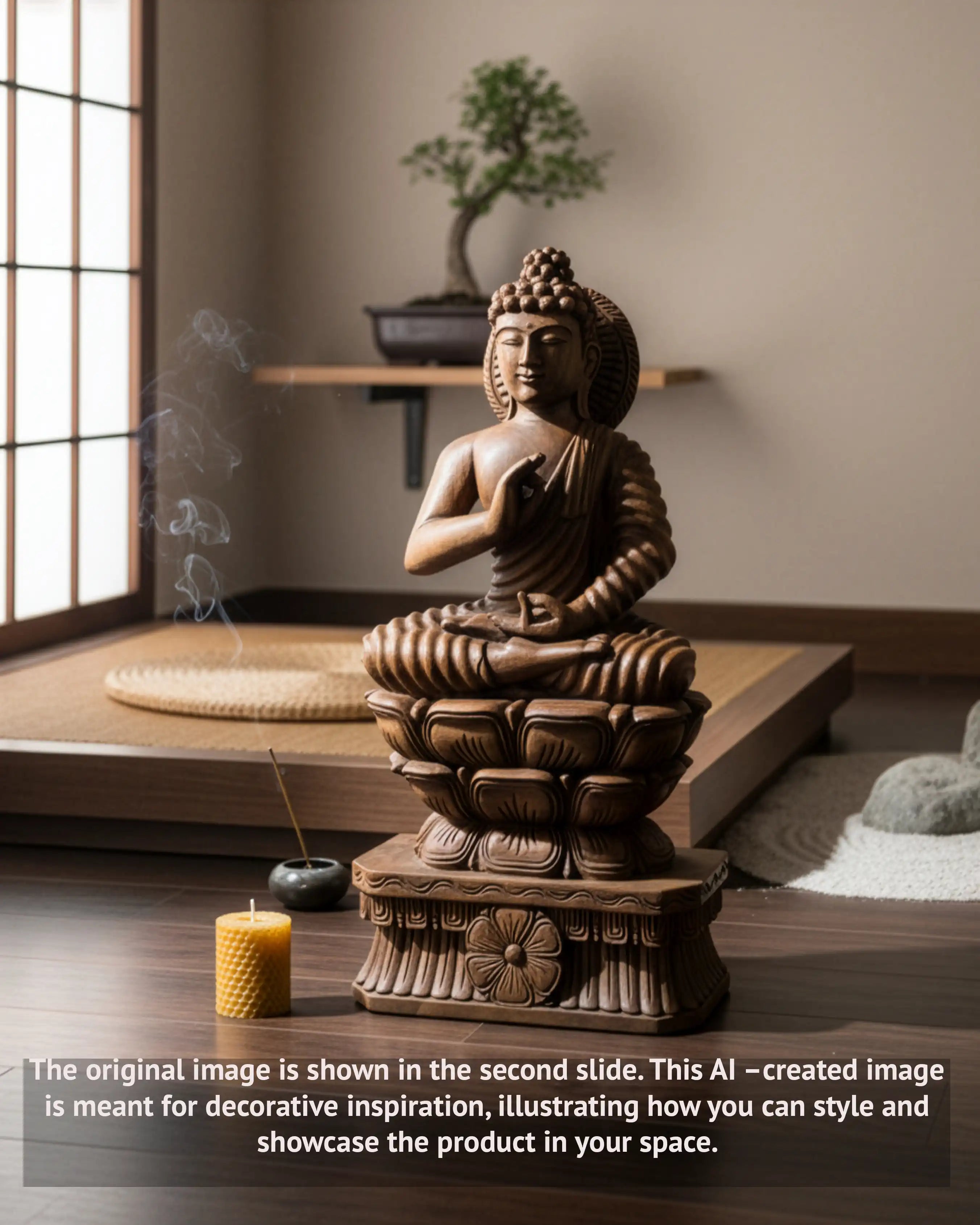 Wooden 3ft Gowthama Buddha statue – Sengottuvel Wood Carvings