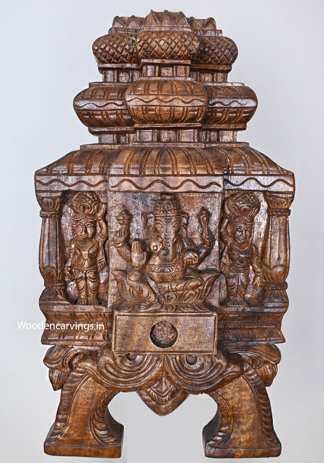 Pillar and Mandap Design Lord Ganapathy Seated on Lotus Flower and Two ...