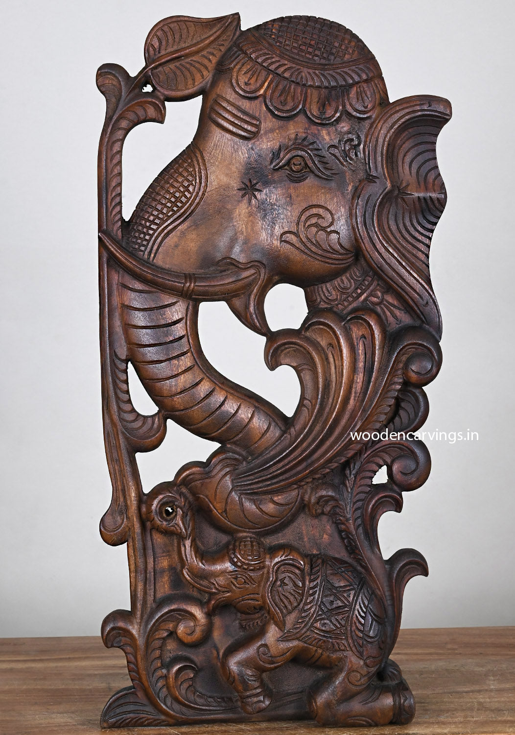 Sophisticated Elephant Wall Mount Handcrafted Wood Decor 24 ...
