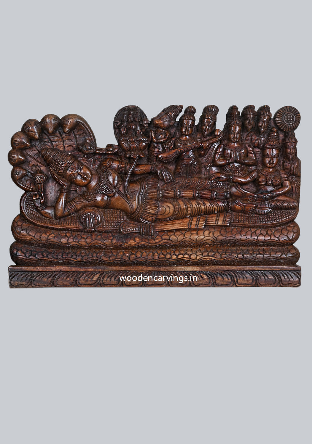 Reclining Lord PadmanabhaSwamy on Adisesha Wood Panel 24" – Sengottuvel ...