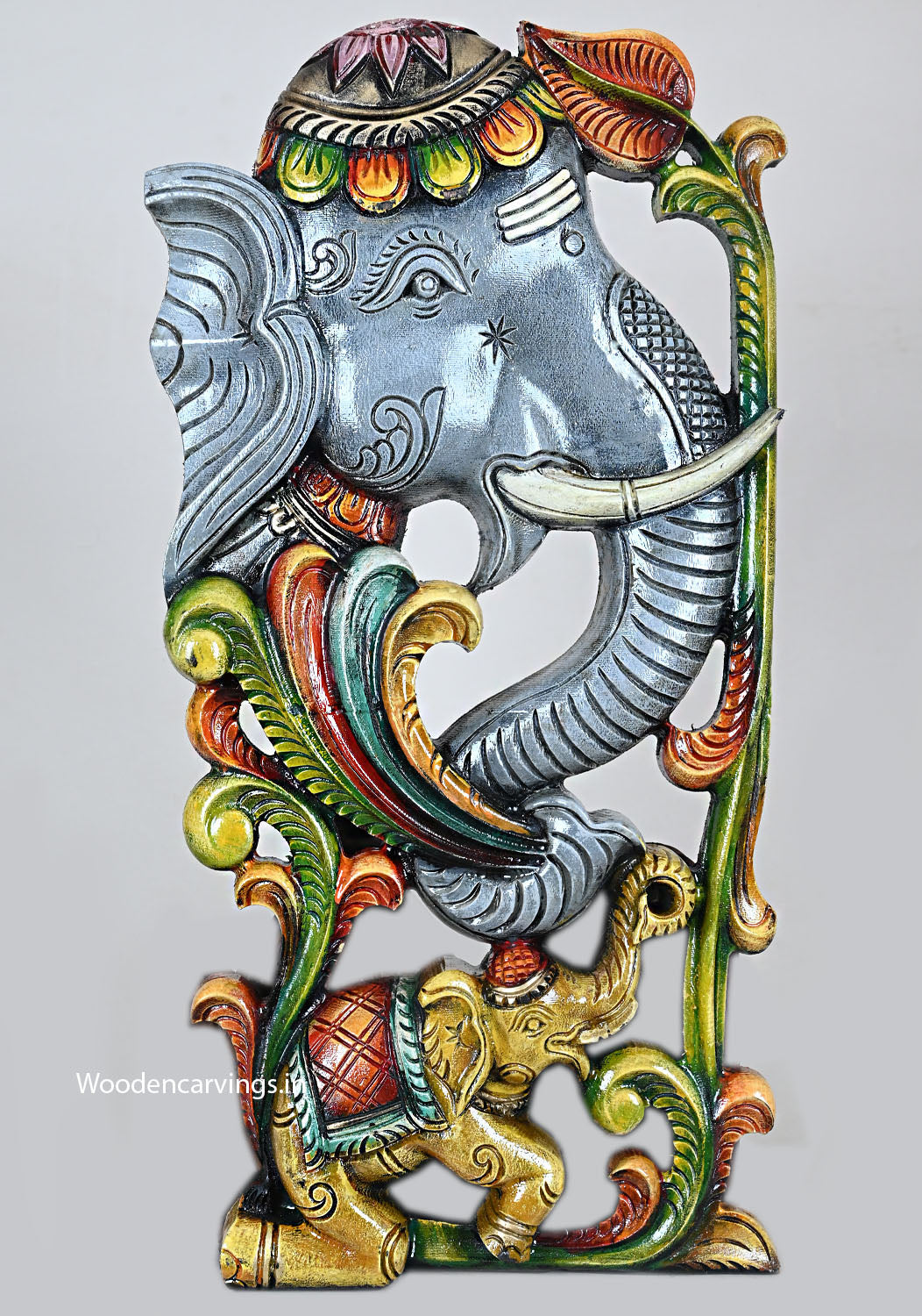 Vertical Grey Coloured Elephant Wall Mount 24" – Sengottuvel Wood Carvings