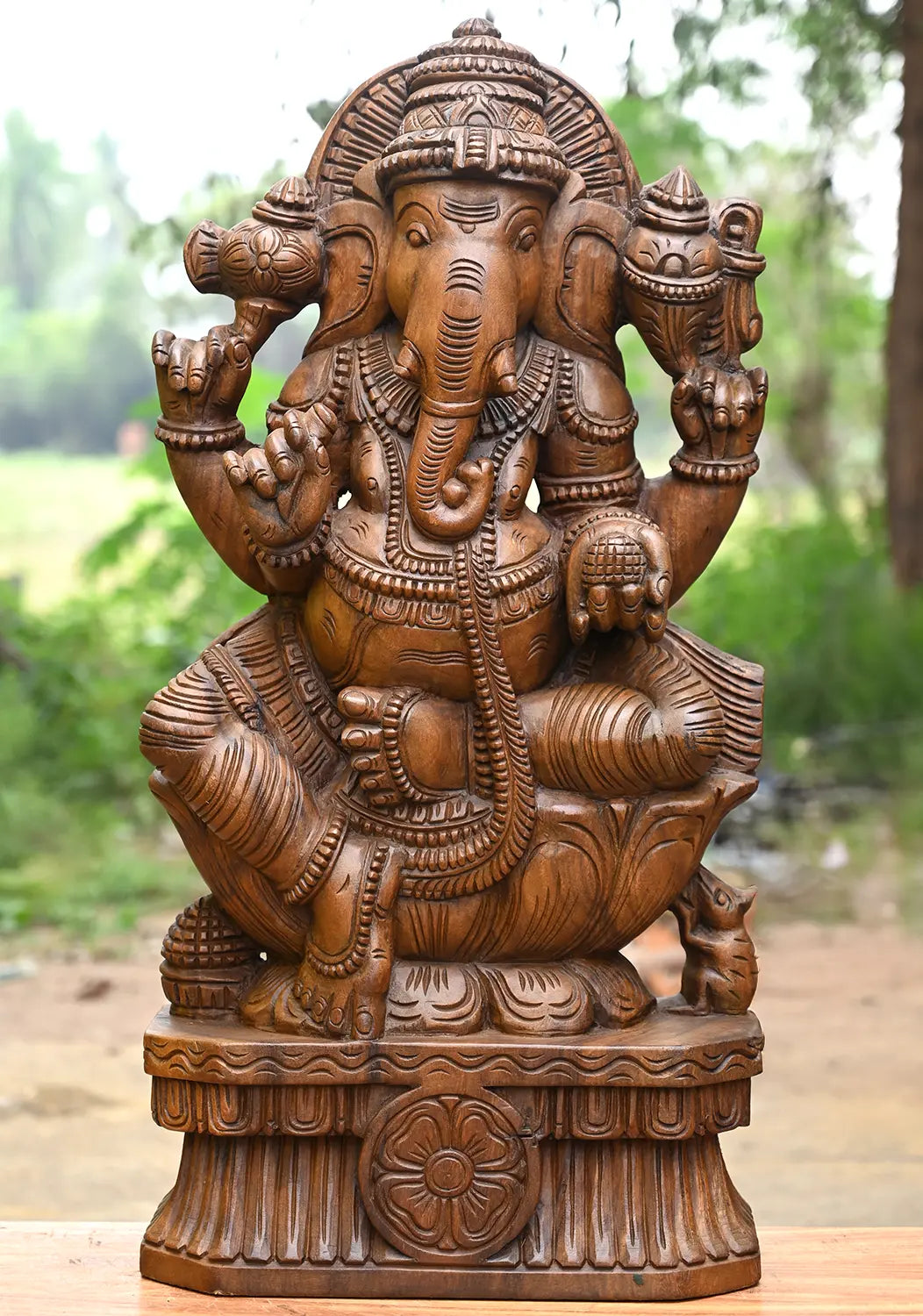 Handcrafted Wood Ganesh Statues for Spiritual Home Decor – Sengottuvel ...