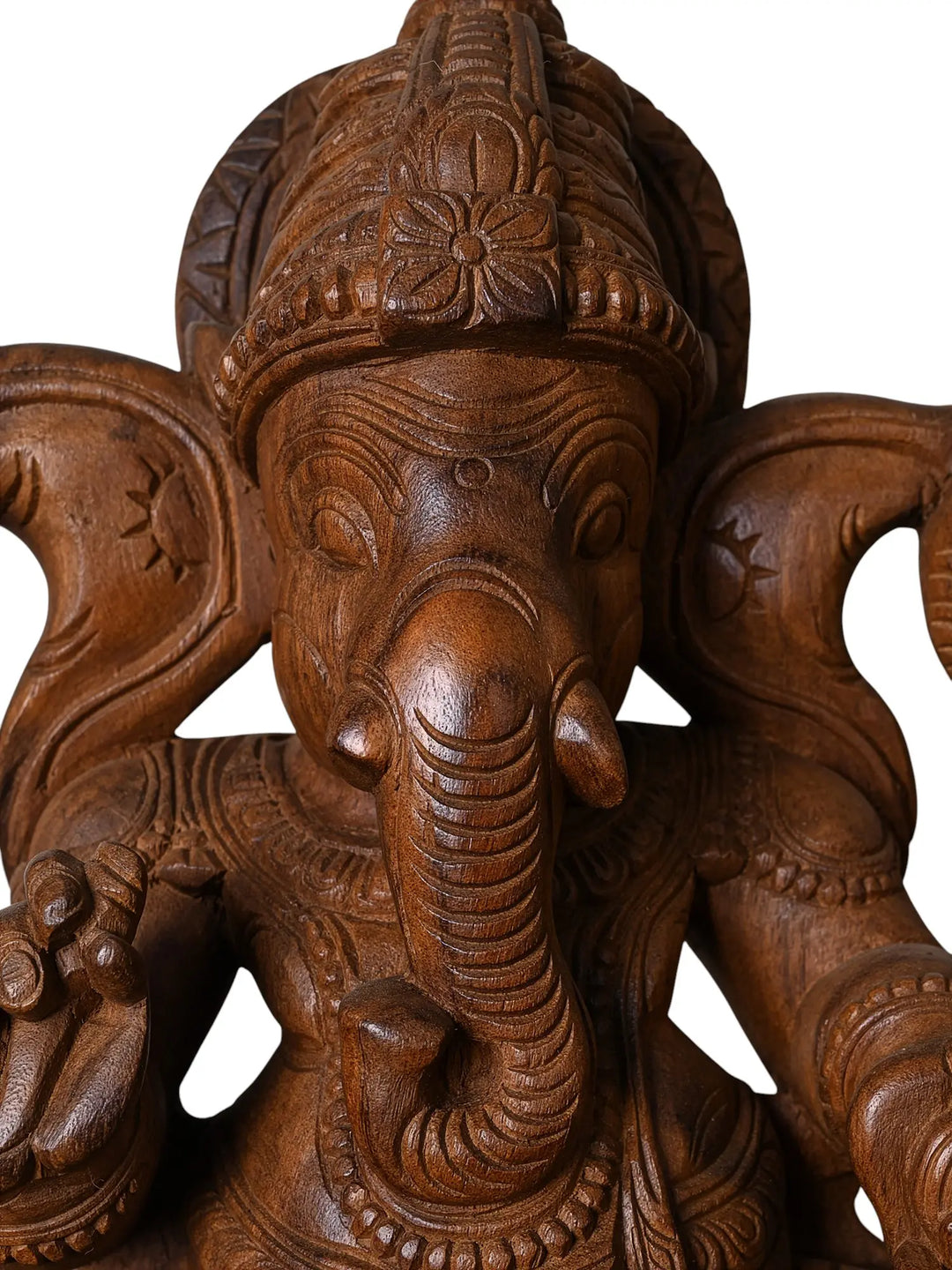 Traditional Wooden lord Ganapati with Modak and Parashu idol 24 ...