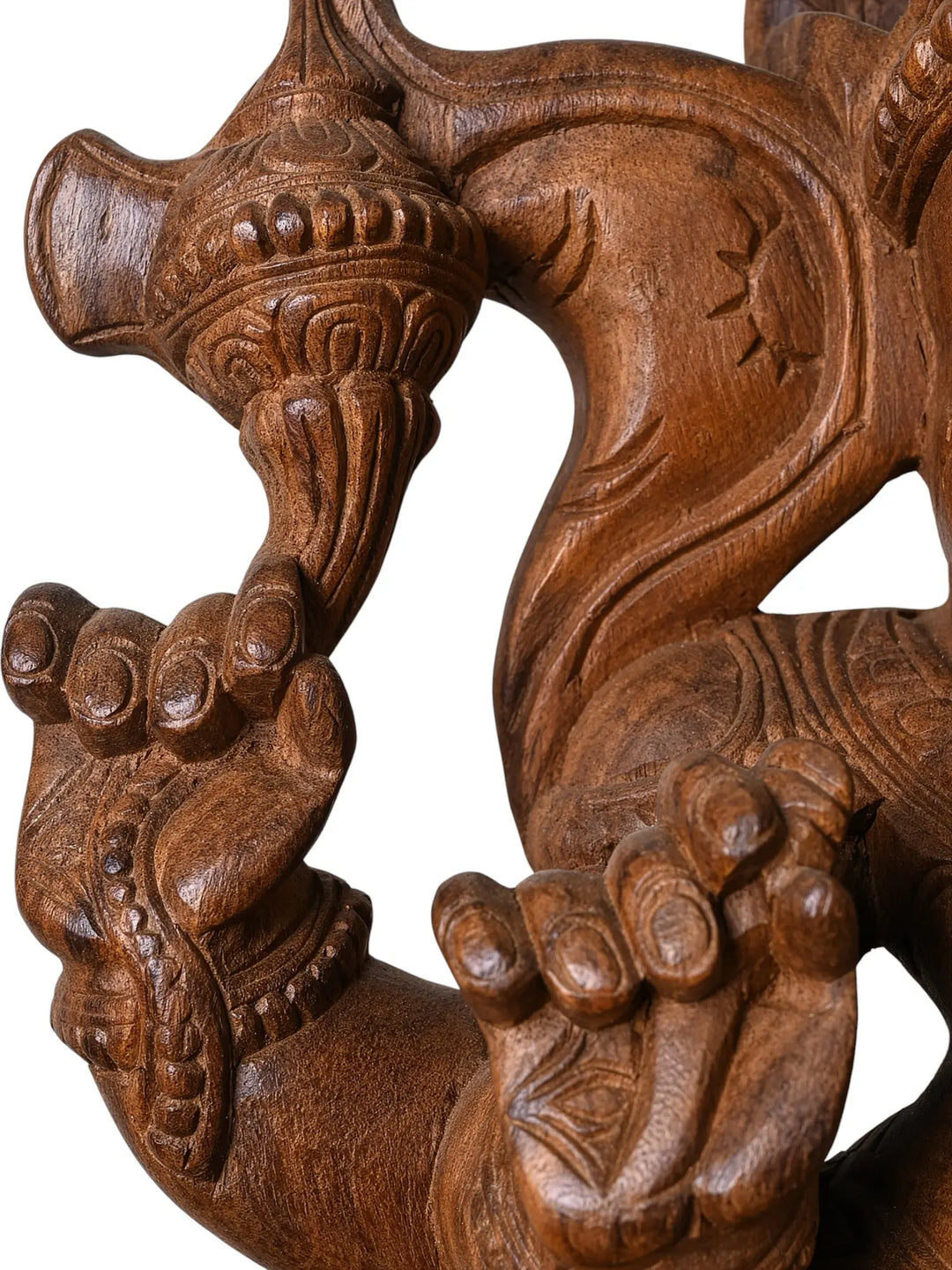 Traditional Wooden lord Ganapati with Modak and Parashu idol 24 ...